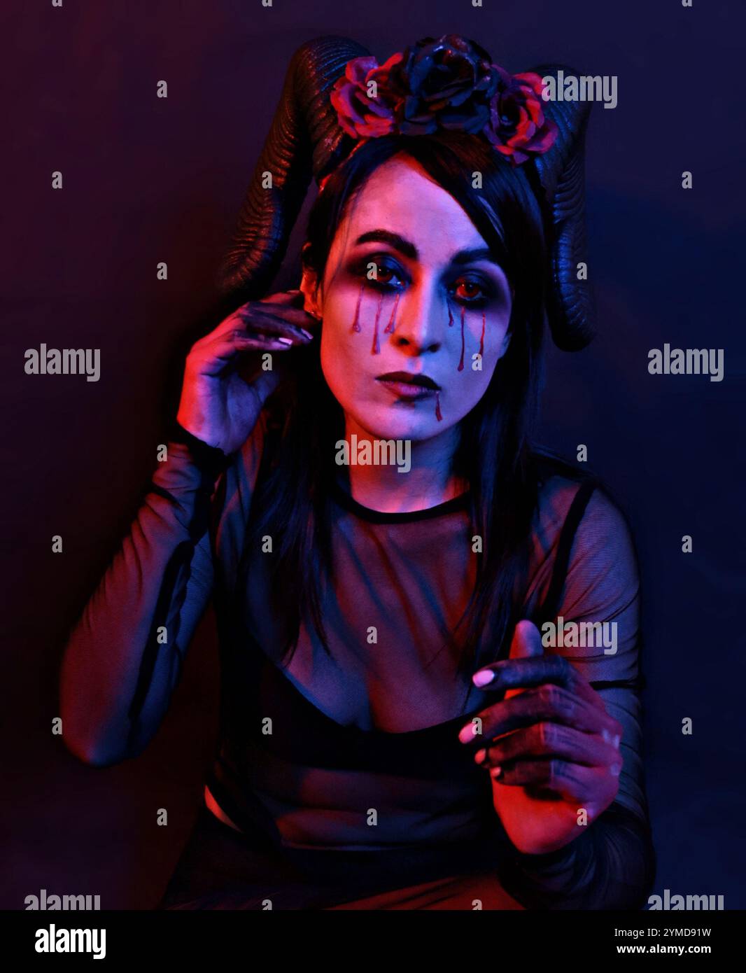 Emotive portrait of a young woman with natural light, capturing raw ...