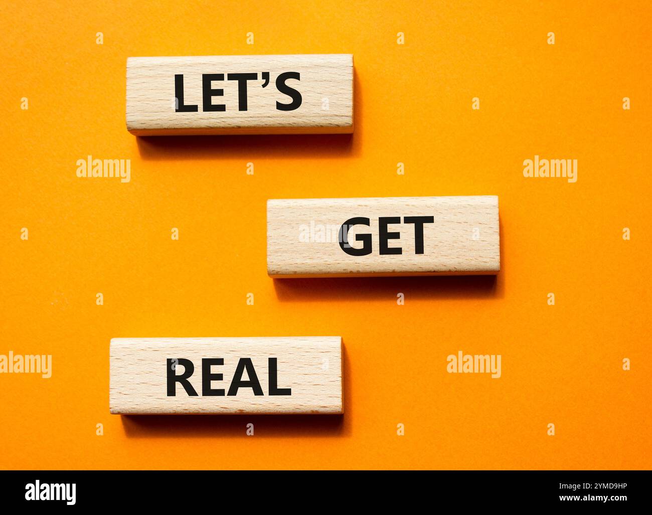 Lets get real symbol. Concept words Lets get real on wooden blocks ...