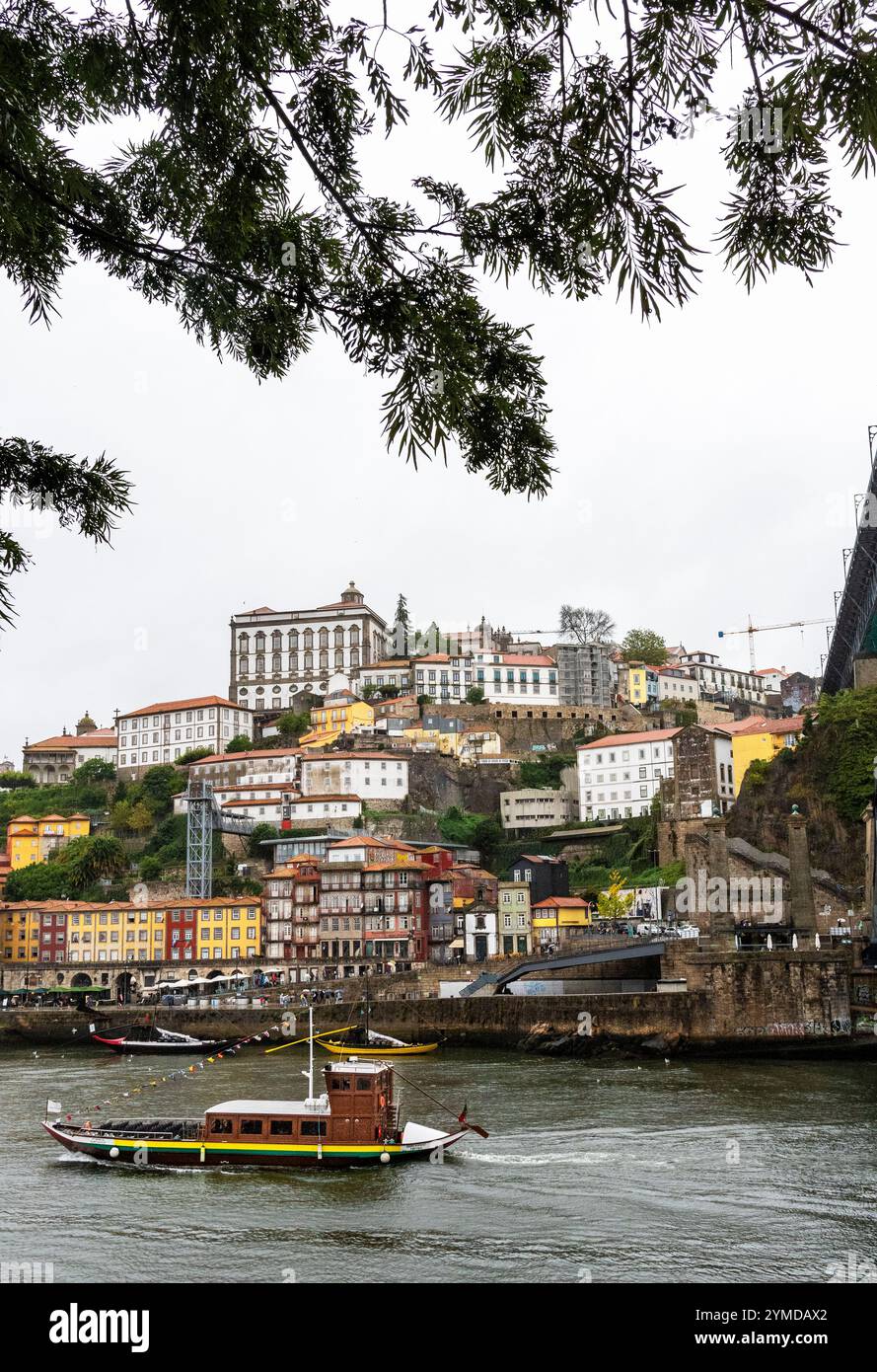 Iconic view of central part of Oporto/ Porto from souhside of the River ...