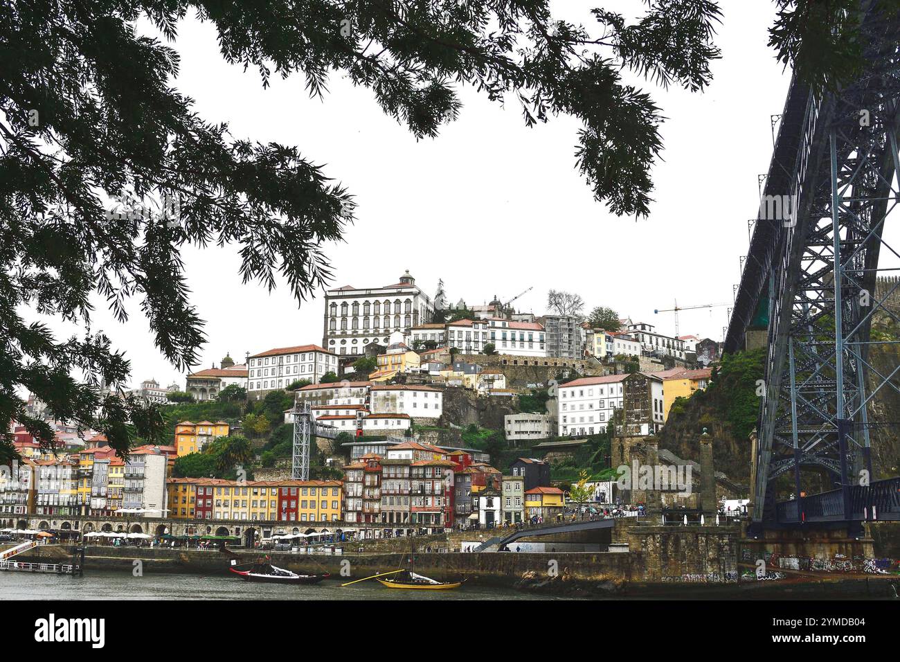 Iconic view of central part of Oporto/ Porto from souhside of the River ...