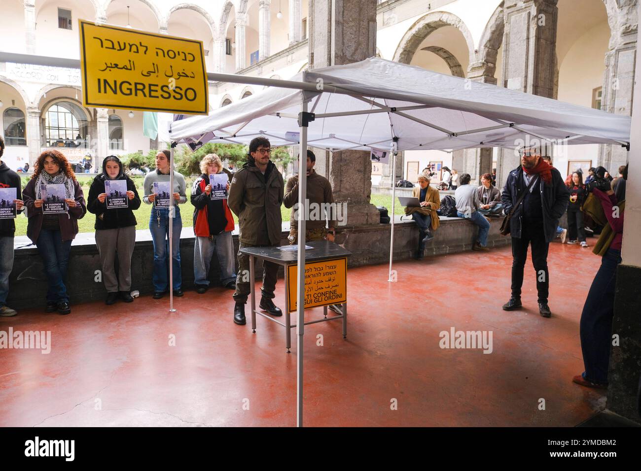 Italy: Napoli, pro-palestine demonstration The flash-mob with the mock ...