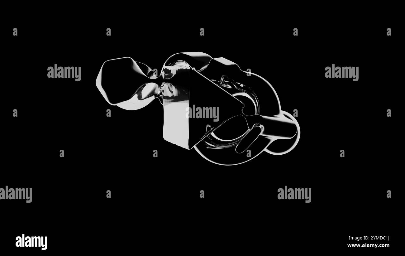 3D illustration abstract liquid smooth volume object with transparent ...