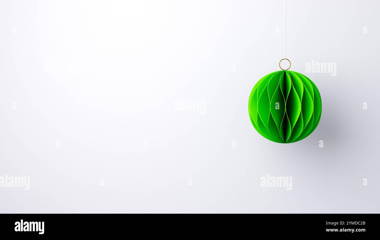 3D render of a rainbow colored Christmas paper ball, Merry Christmas ...