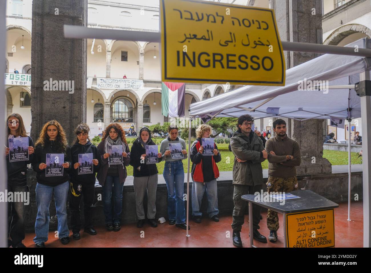 Napoli, Italy. 21st Nov, 2024. The flash-mob with the mock Israeli ...