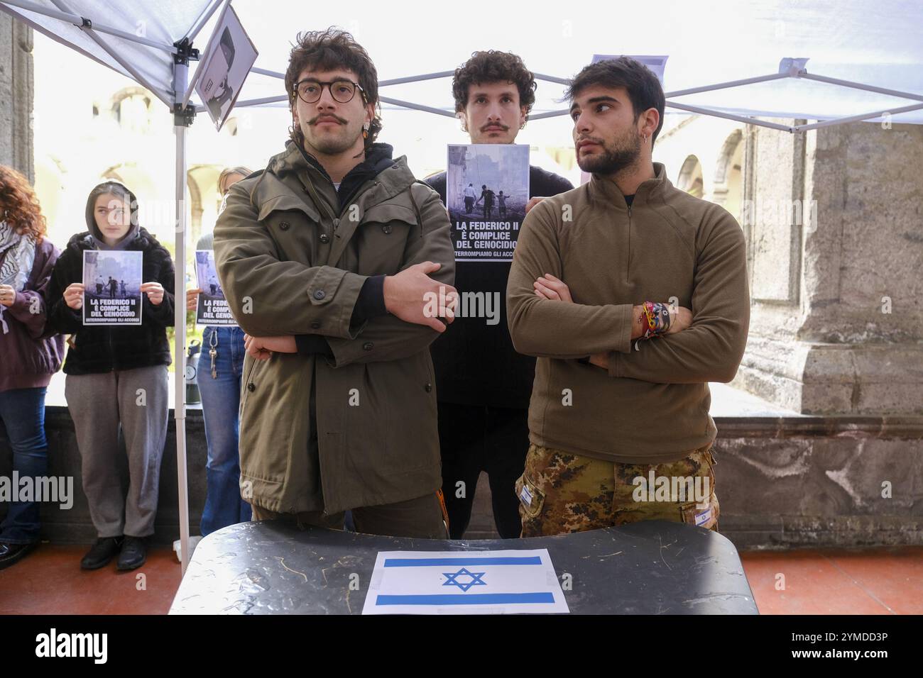 The flash-mob with the mock Israeli checkpoint set up by the students ...