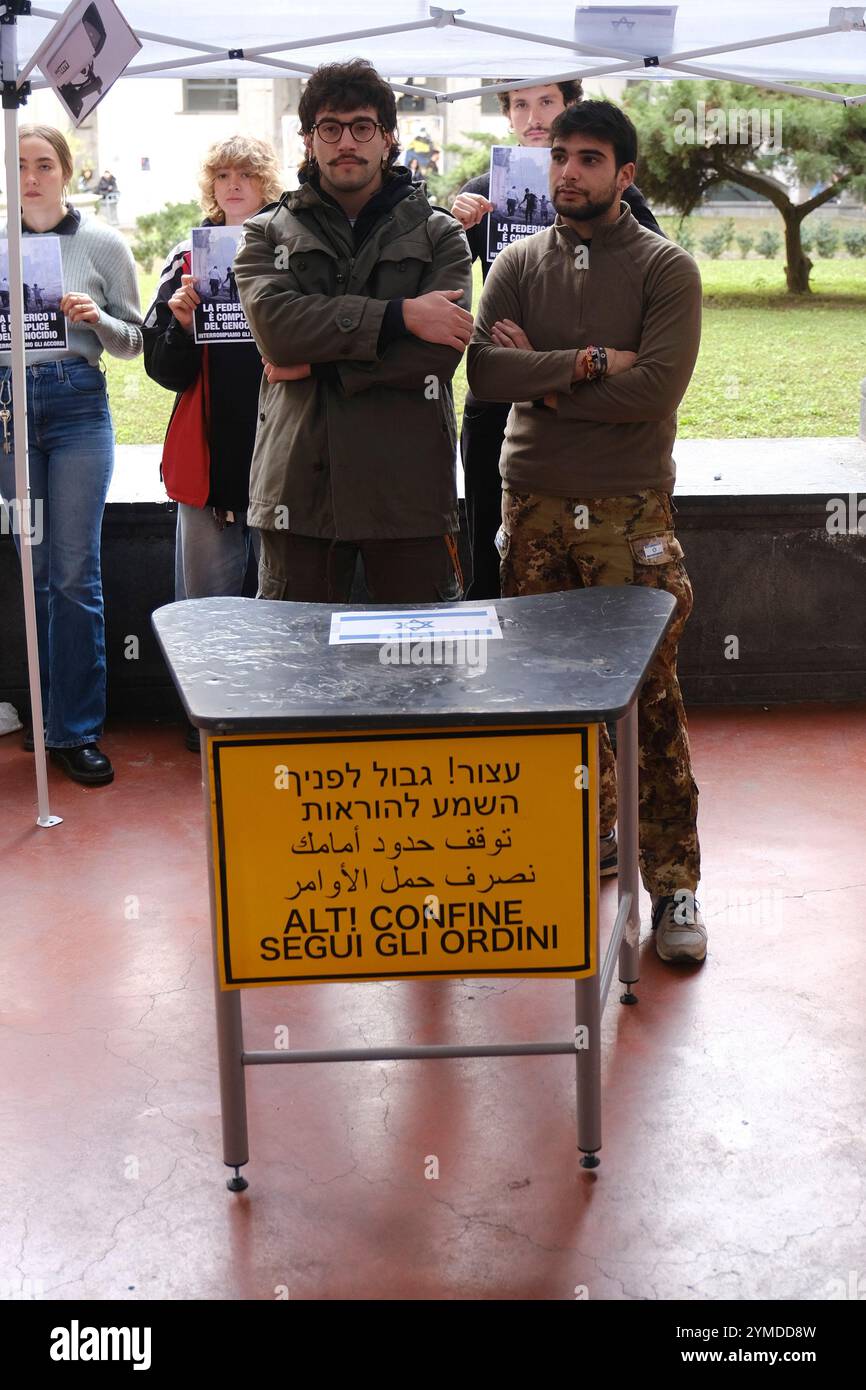 The flash-mob with the mock Israeli checkpoint set up by the students ...