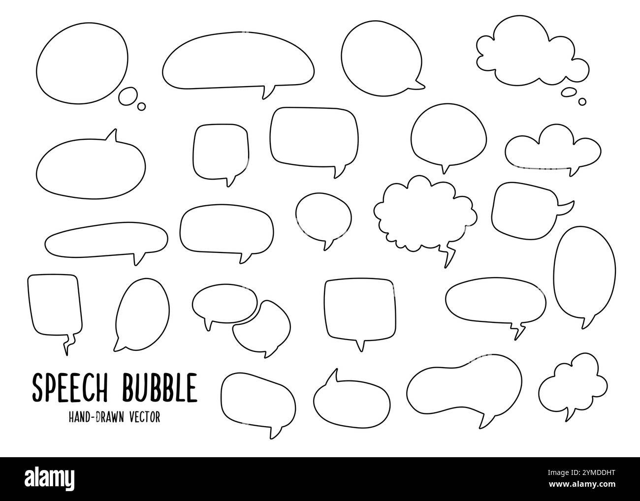 Speech bubbles set. Empty vector linear, black, outline. Hand drawn vector Stock Vector Image ...