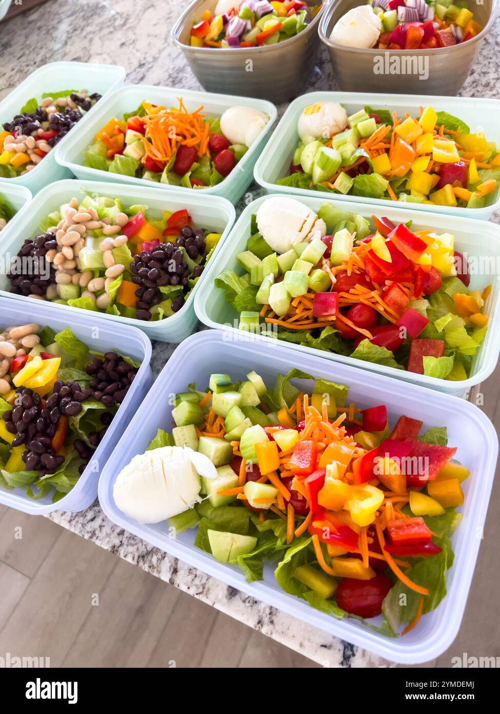 Meal Prep with Colorful Salads in Containers Stock Photo - Alamy
