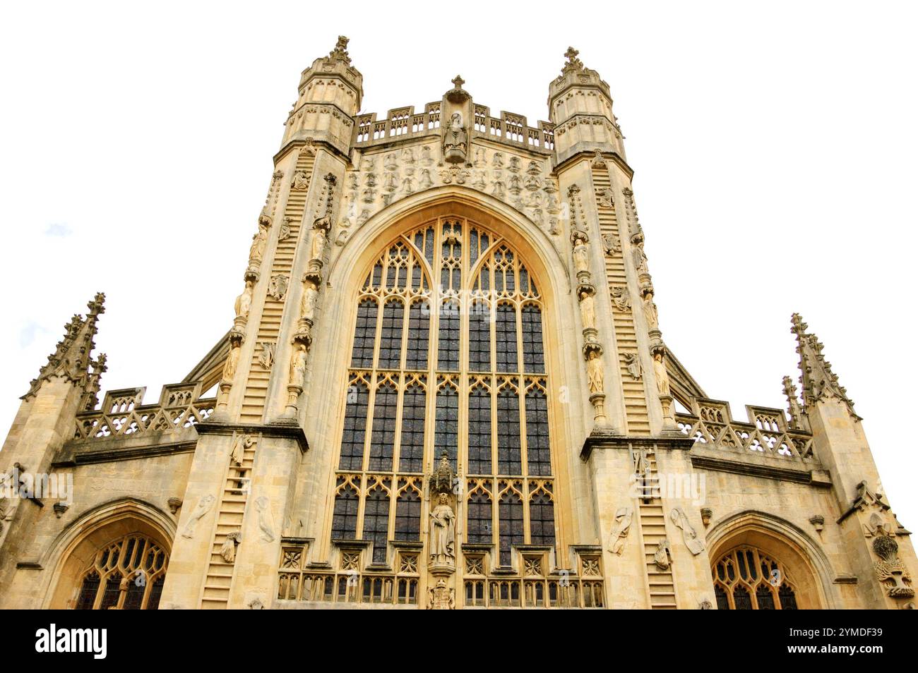 Bath Abbey (Bath, England, UK). Angels climb Jacob's Ladder. West front ...