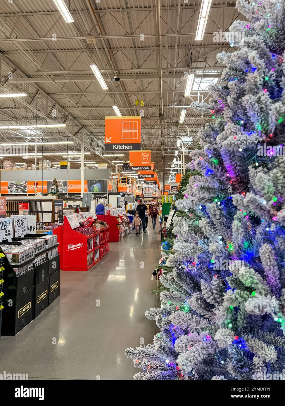 Christmas Decorations and Trees at Home Depot Stock Photo - Alamy