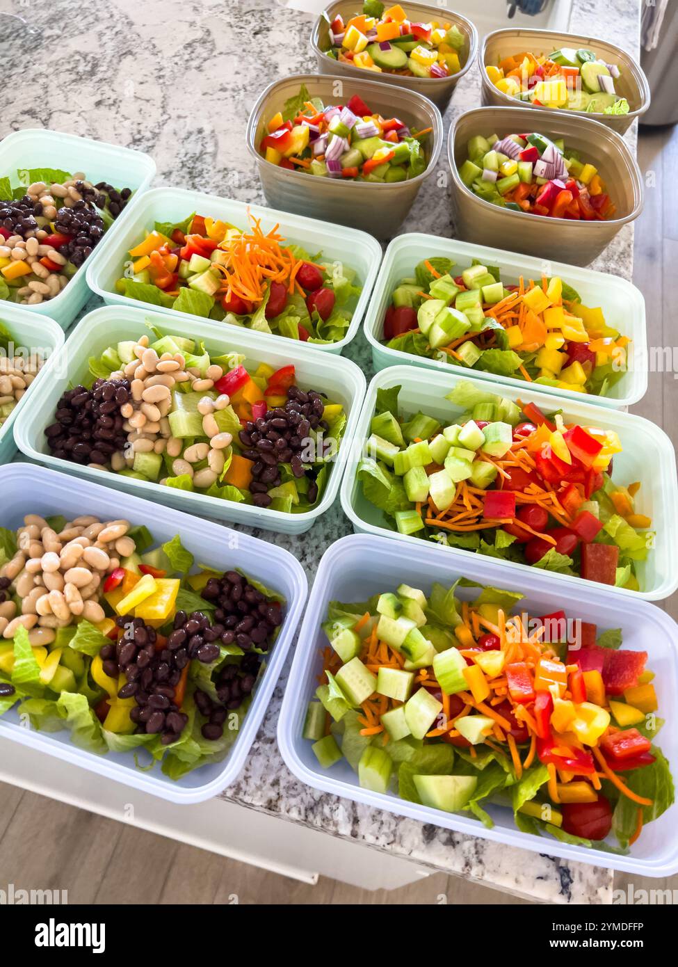 Meal Prep with Colorful Salads in Containers Stock Photo - Alamy