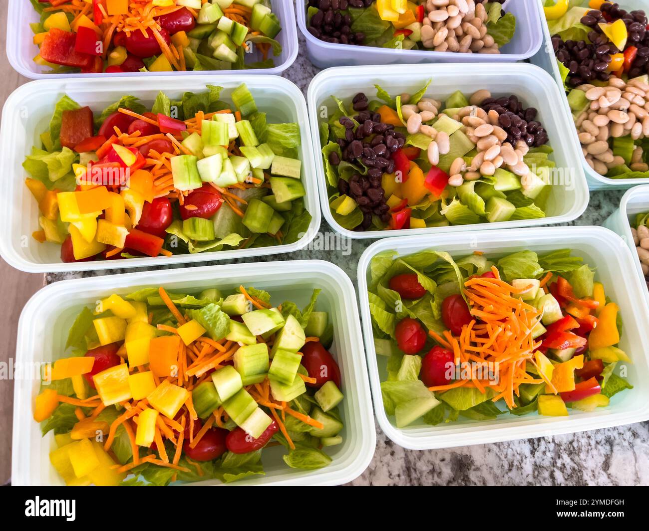 Meal Prep with Colorful Salads in Containers Stock Photo - Alamy