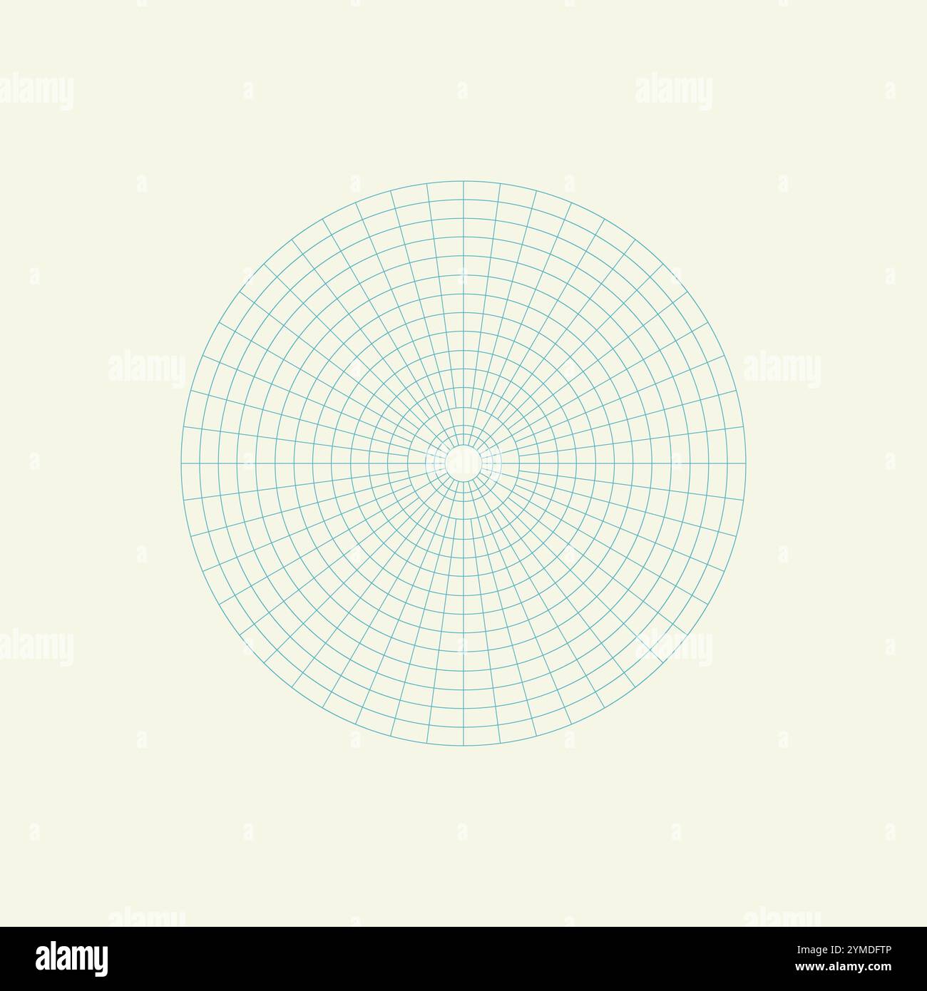 Polar coordinate circular grid isolated on white background. 360 degrees scale. Blank polar ...
