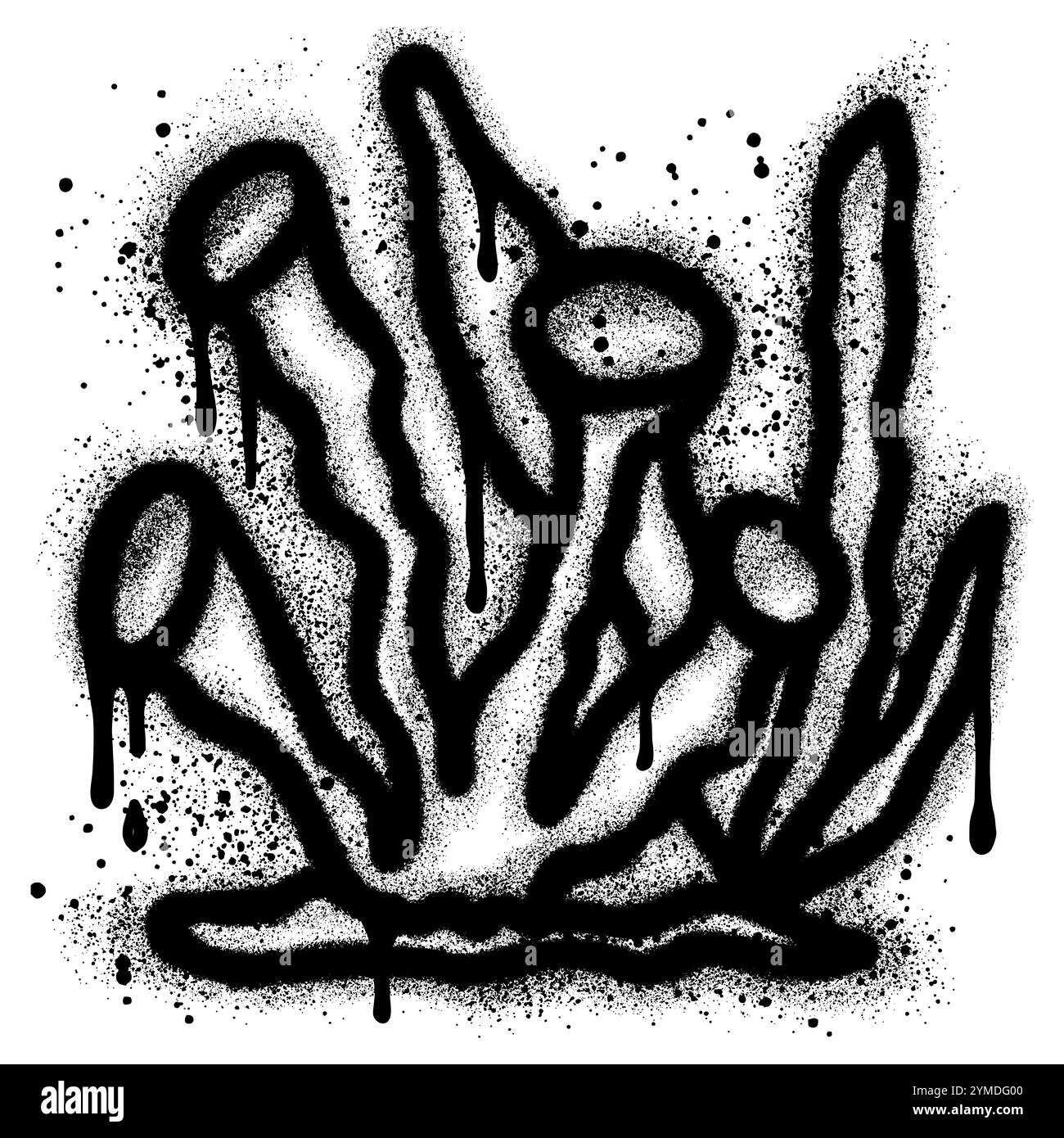 Exotic coral reef graffiti with black spray paint. vector illustration ...