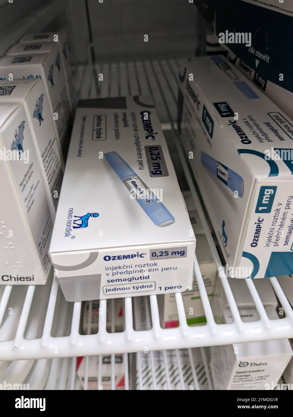 Ozempic box of medication NOVO NORDISK. Diabetes treatment in Czech ...