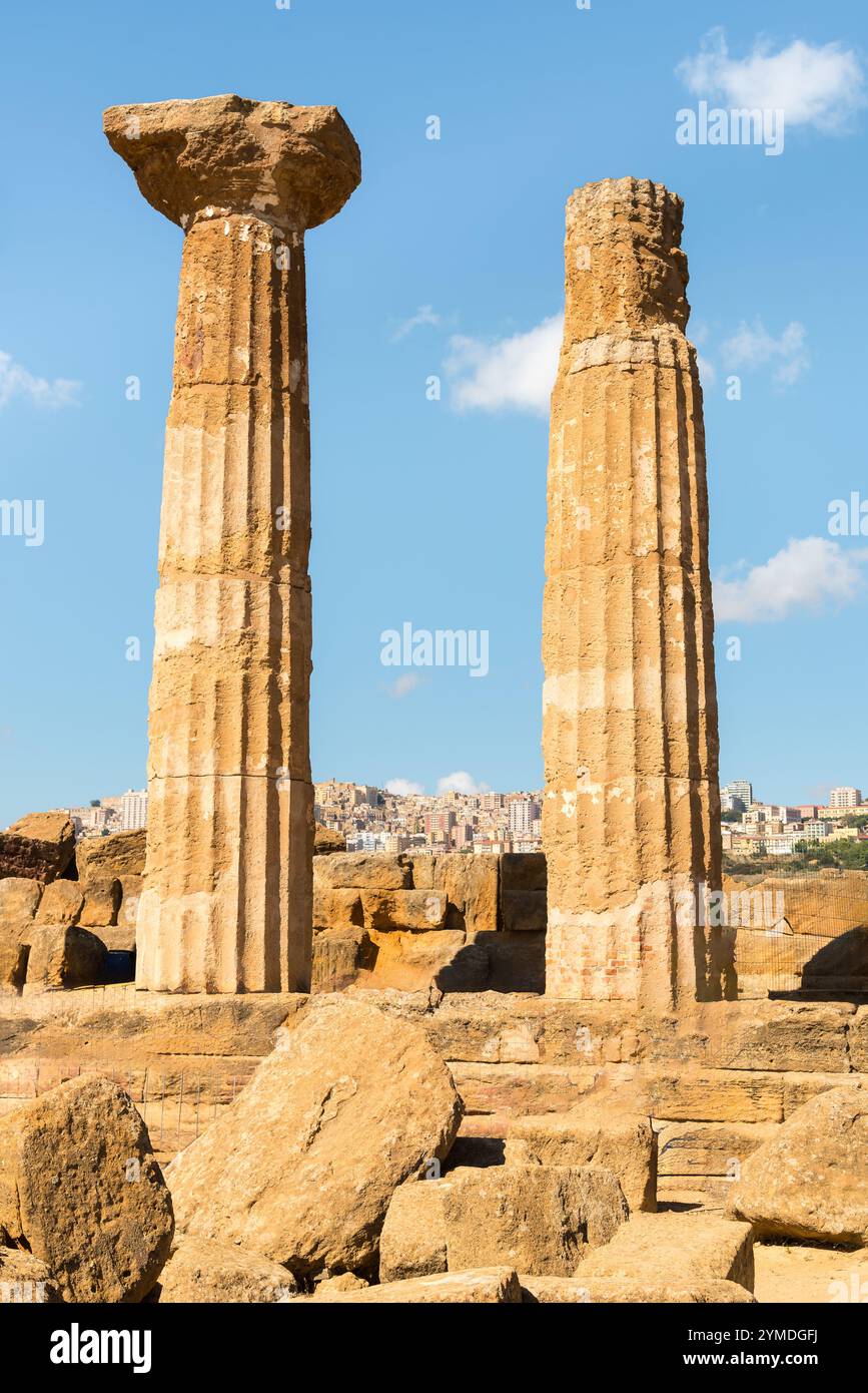 The columns of the Temple of Heracles (Ercole), located in the park of ...