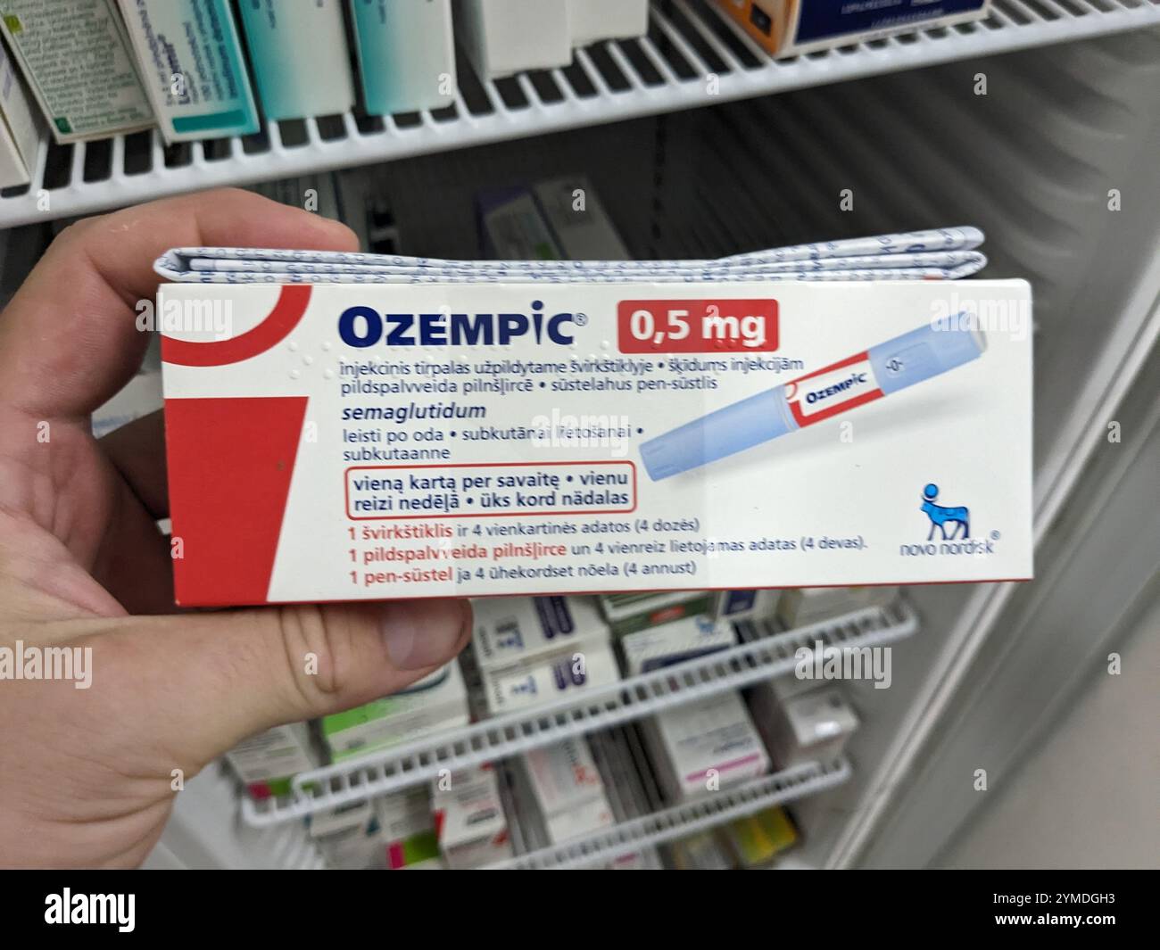 Ozempic box of medication NOVO NORDISK. Diabetes treatment in Czech ...