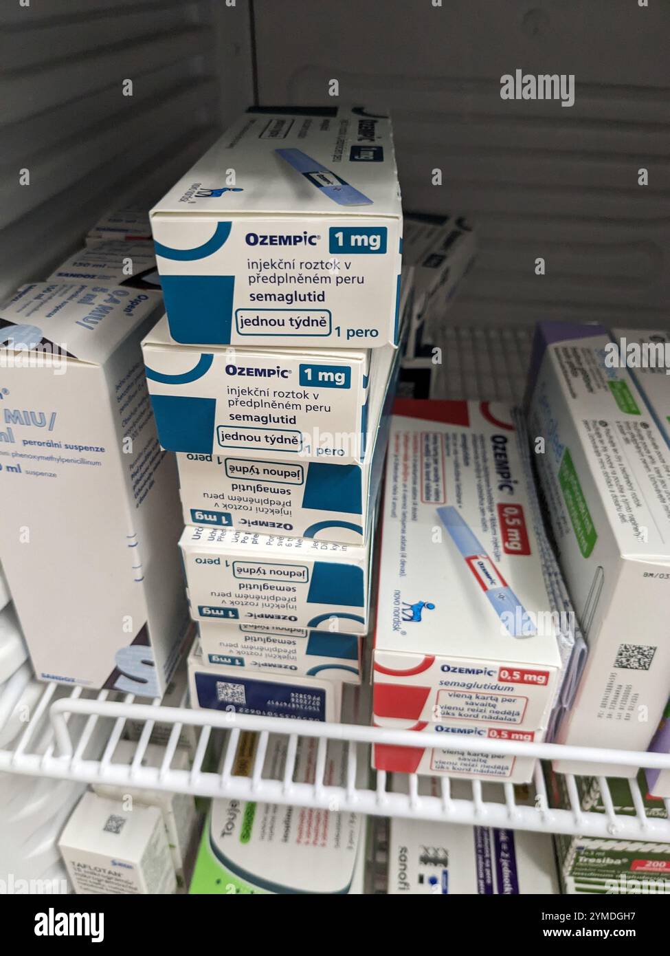 Ozempic box of medication NOVO NORDISK. Diabetes treatment in Czech ...