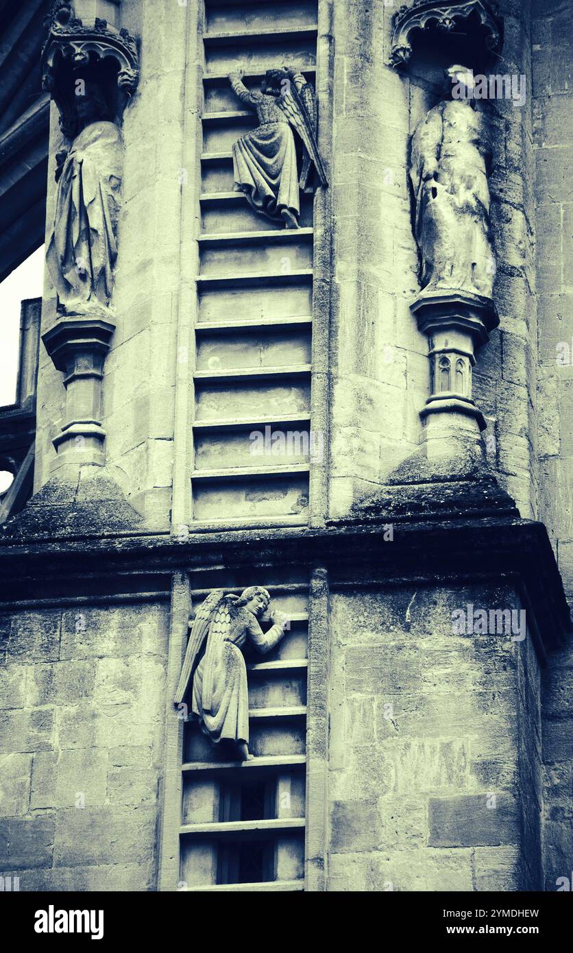 Angels climb Jacob's Ladder. Bath Abbey in Bath, England, UK ...