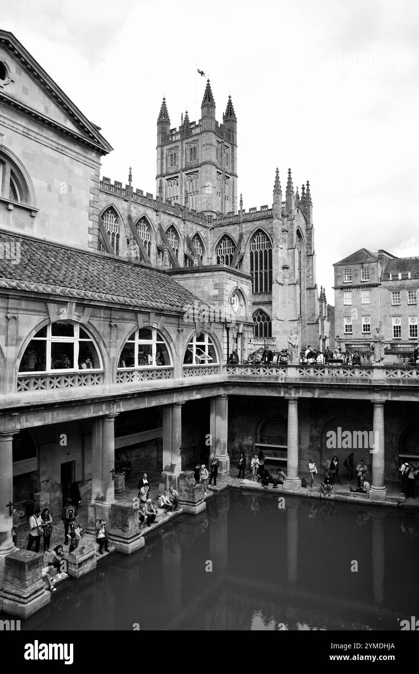 BATH, UK - AUGUST 24, 2017: Tourists visiting inside Roman Baths ...