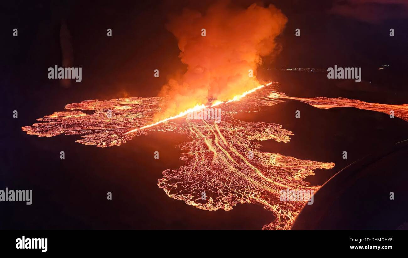 Aerial view latest eruption in hi-res stock photography and images - Alamy