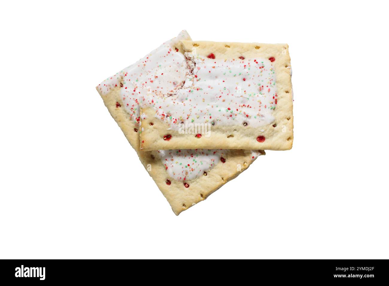Top view of a frosted strawberry pop tarts isolated over a white ...