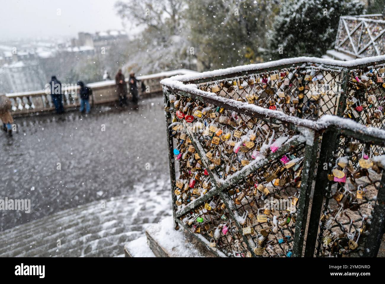 Paris, France. 21st Nov, 2024. Illustration snow in Paris near the ...