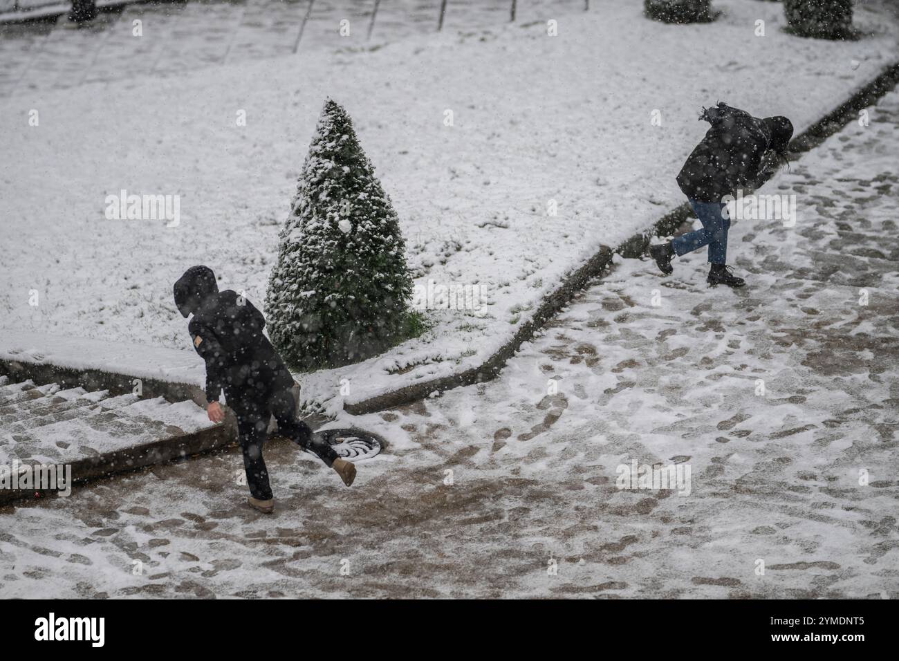 Paris, France. 21st Nov, 2024. Illustration snow in Paris near the ...