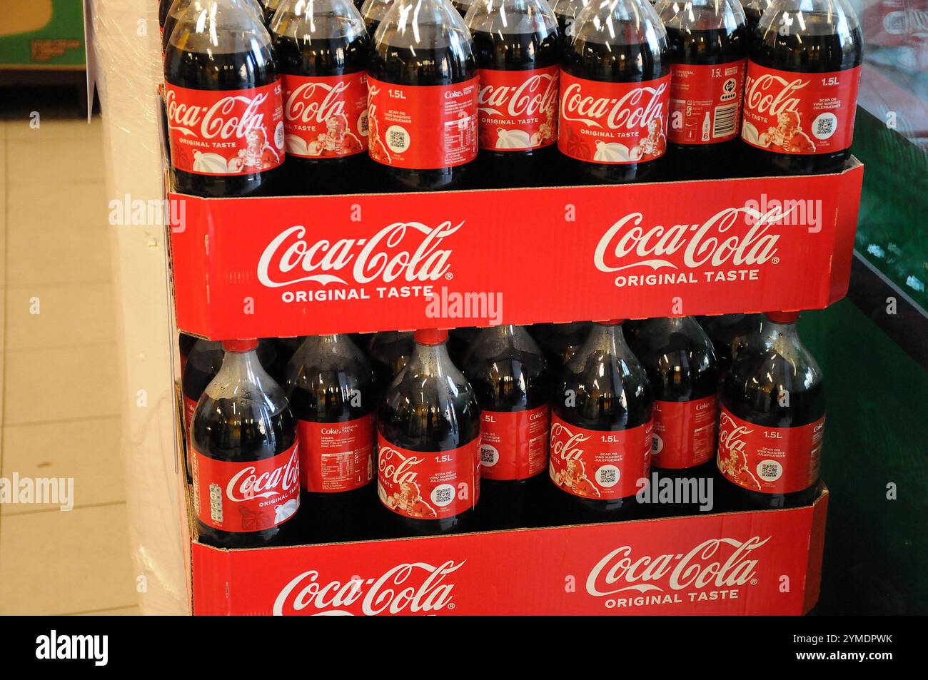 Copenhagen/ Denmark/21 Nov. 2024/Coca cola bottle for sale in grocery ...