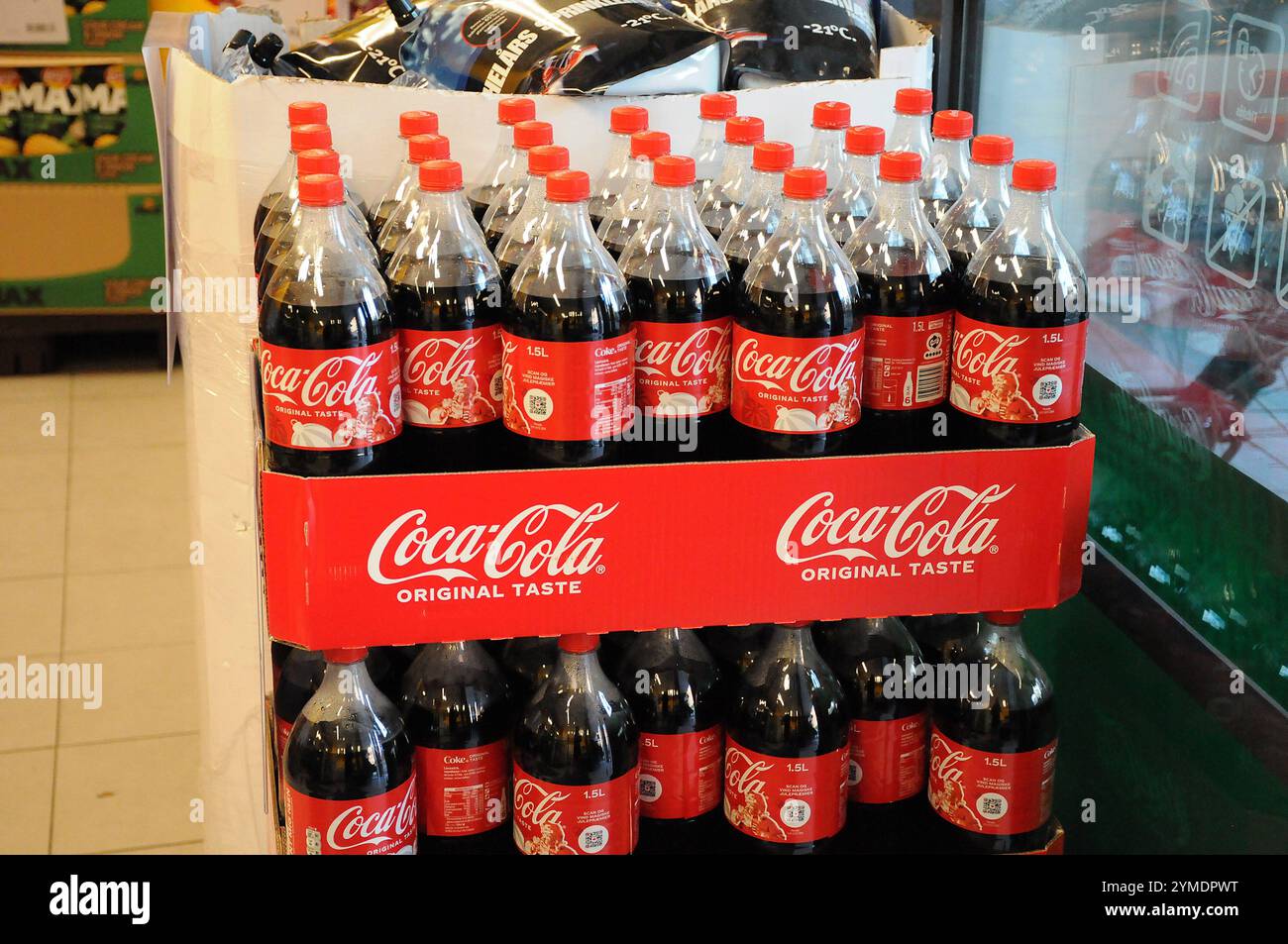 Copenhagen/ Denmark/21 Nov. 2024/Coca cola bottle for sale in grocery ...