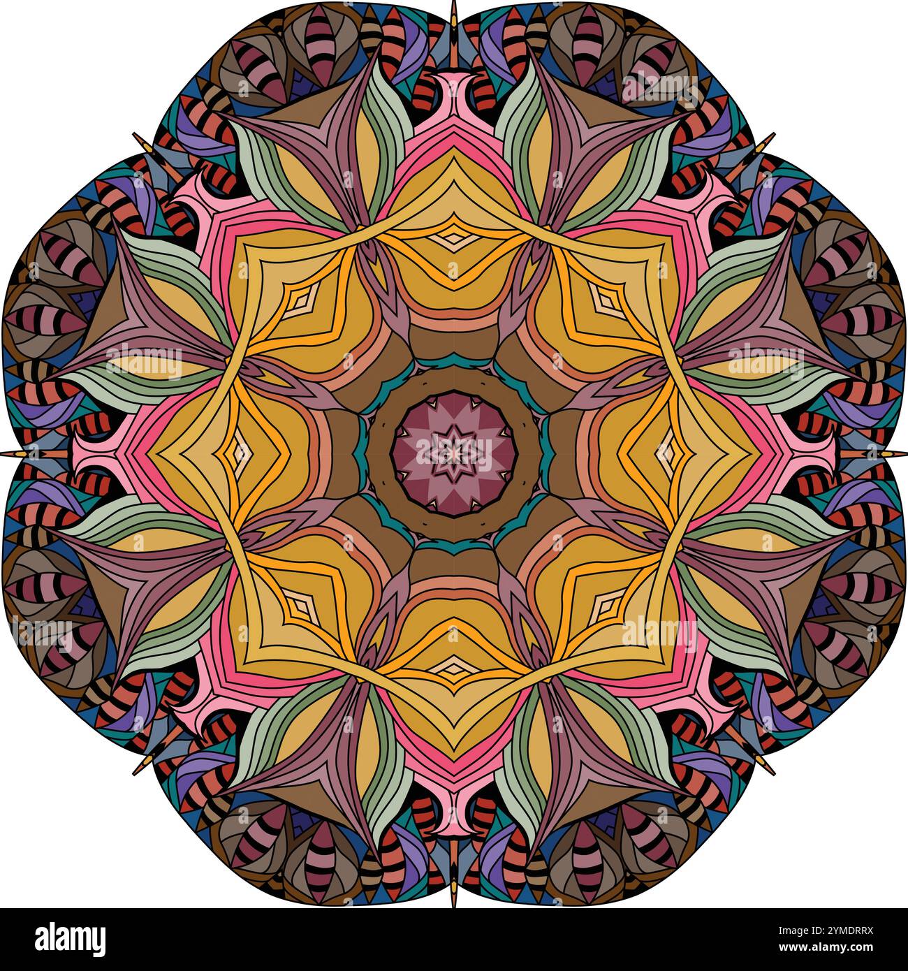 Decorative round ornaments. Unusual flower shape. Oriental vector, Anti ...