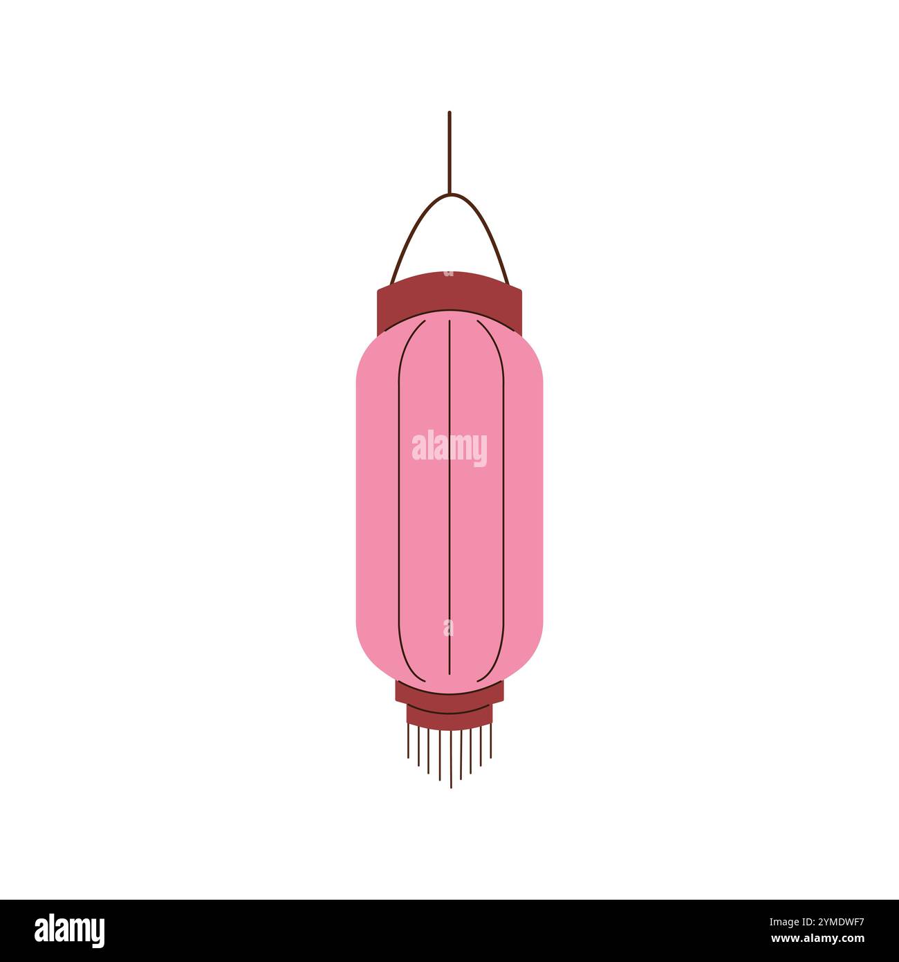 Pink Chinese lantern with a simple and elegant design in flat style ...