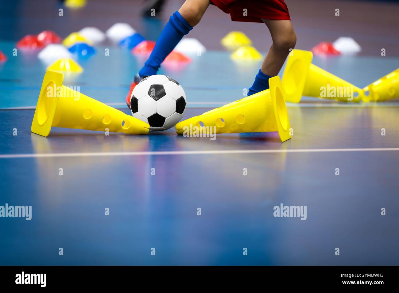 Football Futsal Training for Children. Soccer Training Dribbling Cone ...