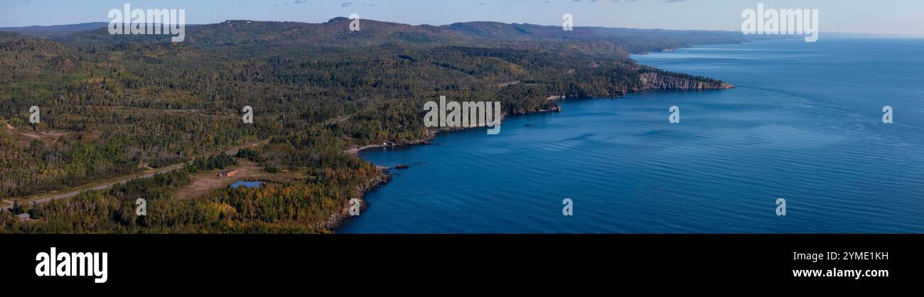 Aerial panoramic photograph from Palisade Head, a Lake Superior ...