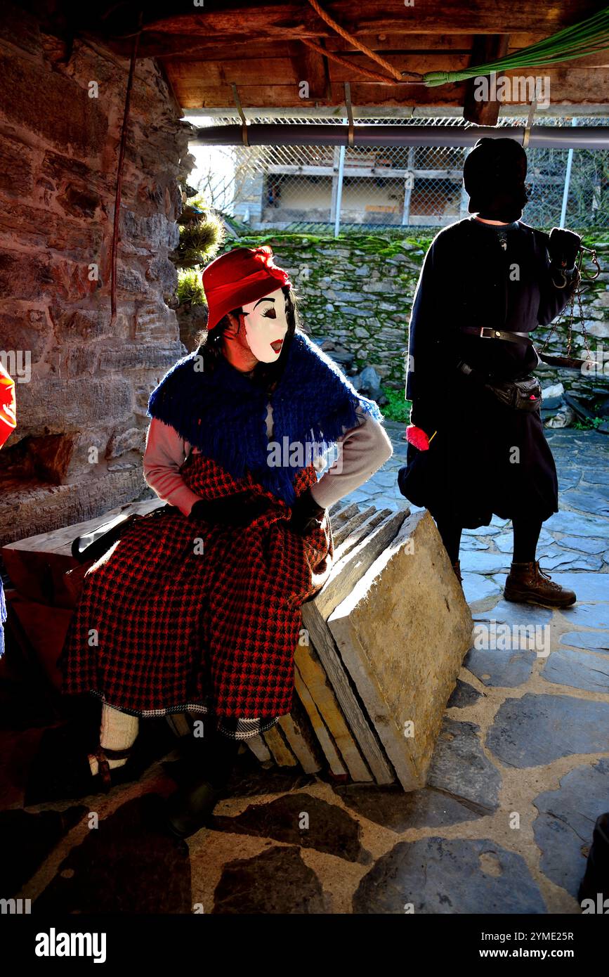 Traditional masquerade of Reises of Valledor valley, Allende, Asturias ...