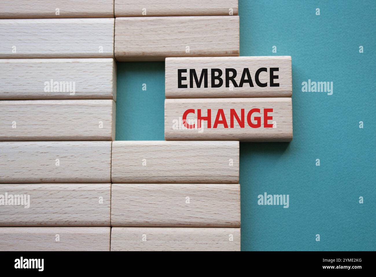 Embrace change symbol. Concept word Embrace change on wooden blocks ...
