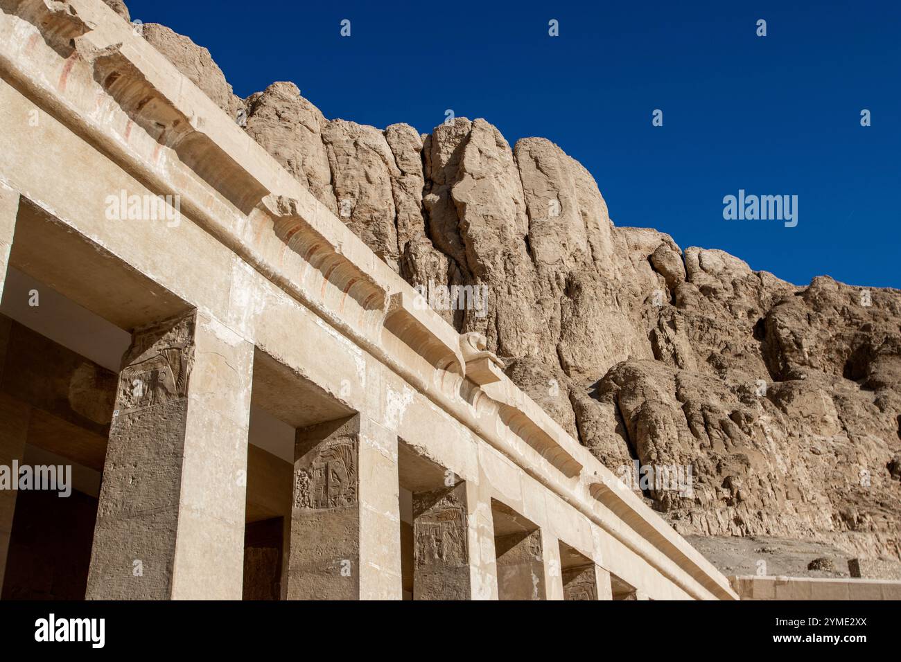 Al Deir Al Bahari ancient temple inside the mountain in Egypt Stock ...