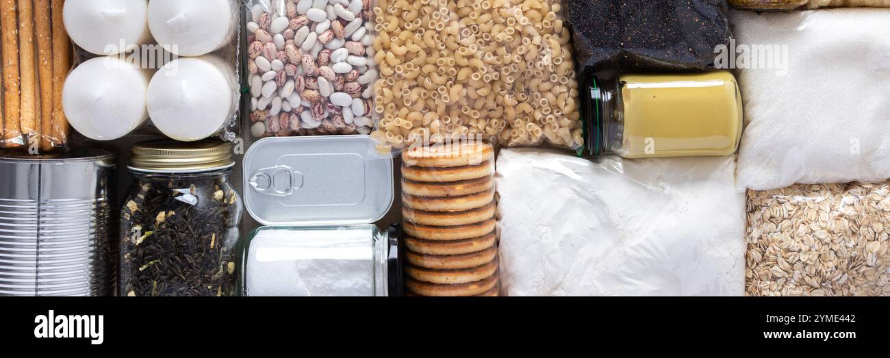 Home food supplies for quarantine and isolation, including canned food ...