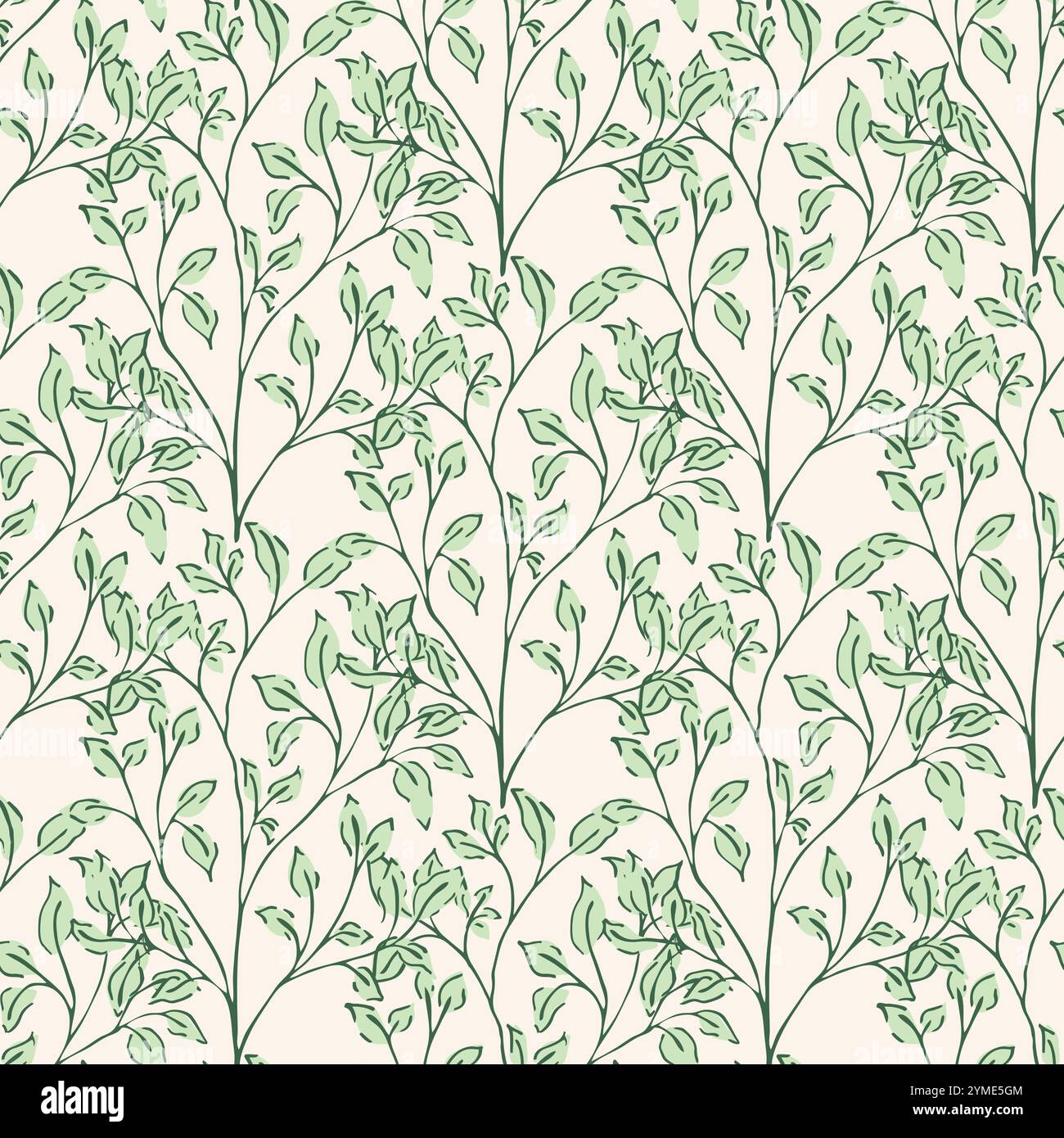 Sprig and leaf texture,mid-century modern seamless vector pattern ...