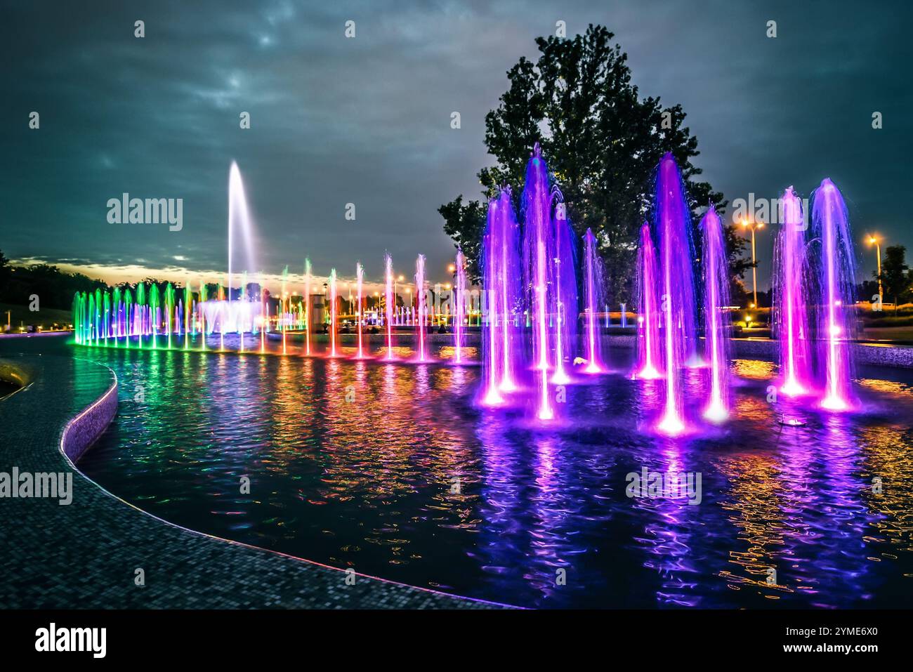 Beautiful night fountain orange backlight hi-res stock photography and ...