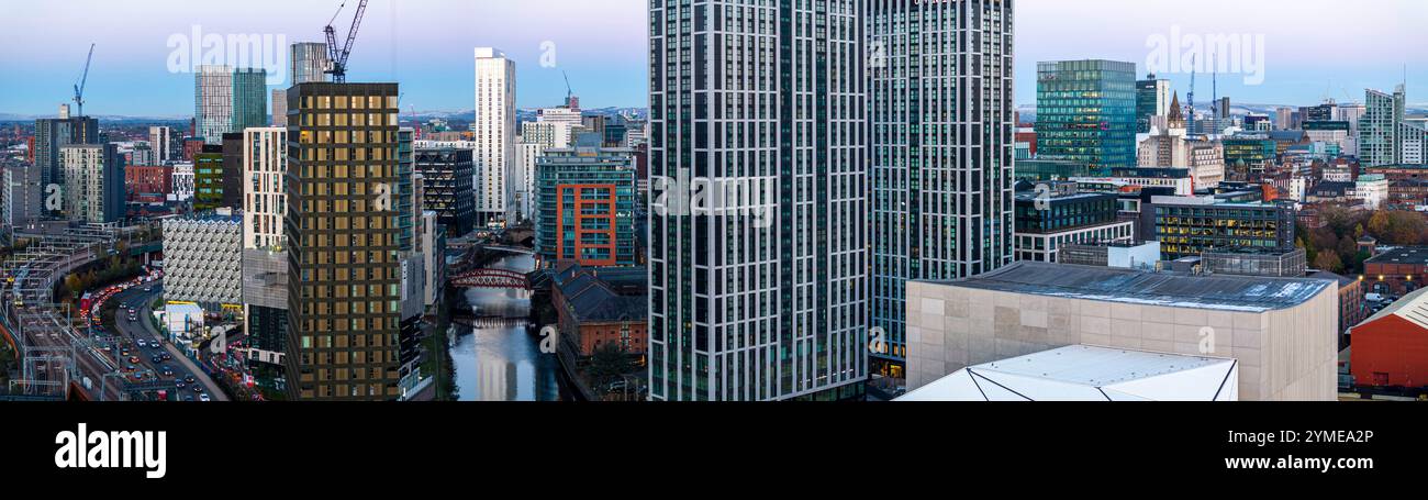 Panoramic aerial image of Manchester skyline Stock Photo - Alamy