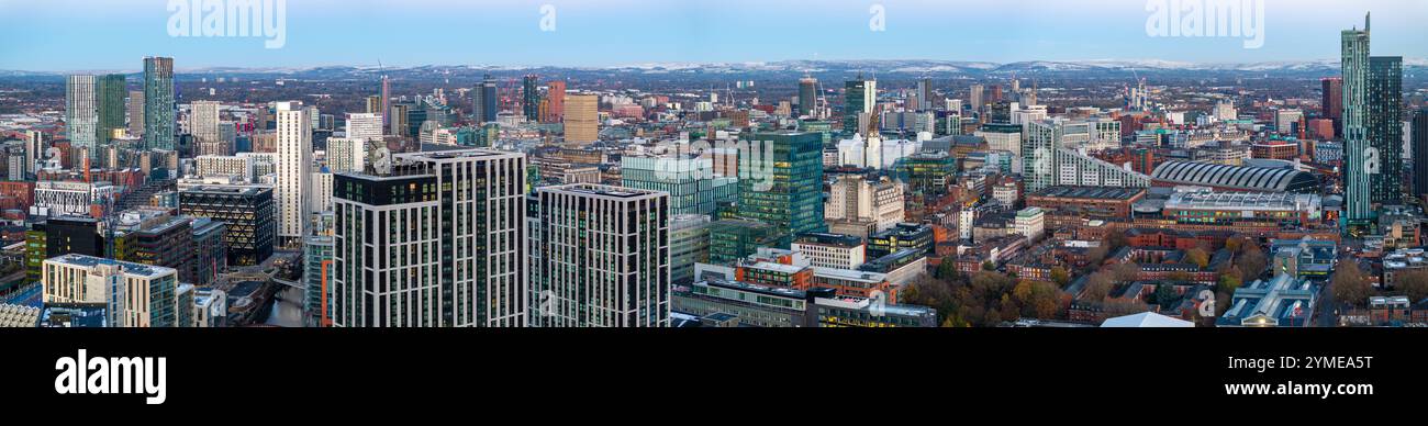 Panoramic aerial image of Manchester skyline Stock Photo - Alamy