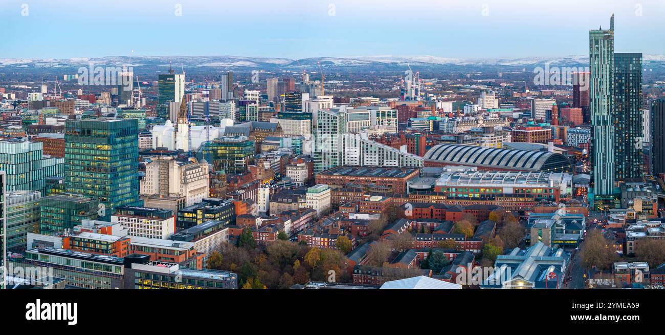 Panoramic aerial image of Manchester skyline Stock Photo - Alamy