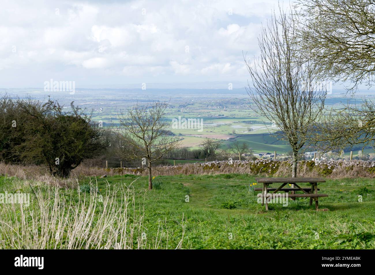 View from Deerleap viewpoint in the Mendip Hills looking across the ...