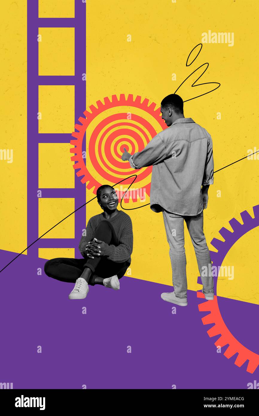 Composite trend artwork sketch image photo collage of cogwheel ...