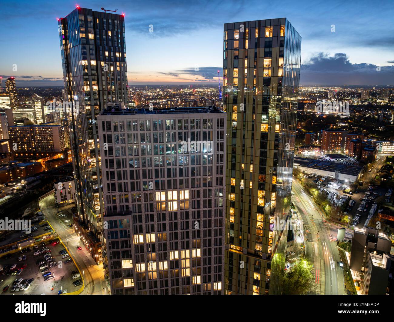 Panoramic aerial image of Manchester skyline Stock Photo - Alamy