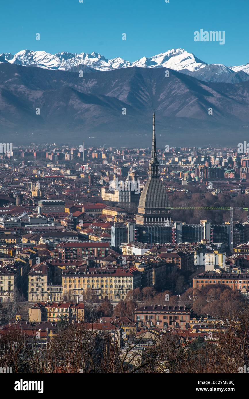Landscapes of the city of Turin, Italy. Daylight and by night Stock ...