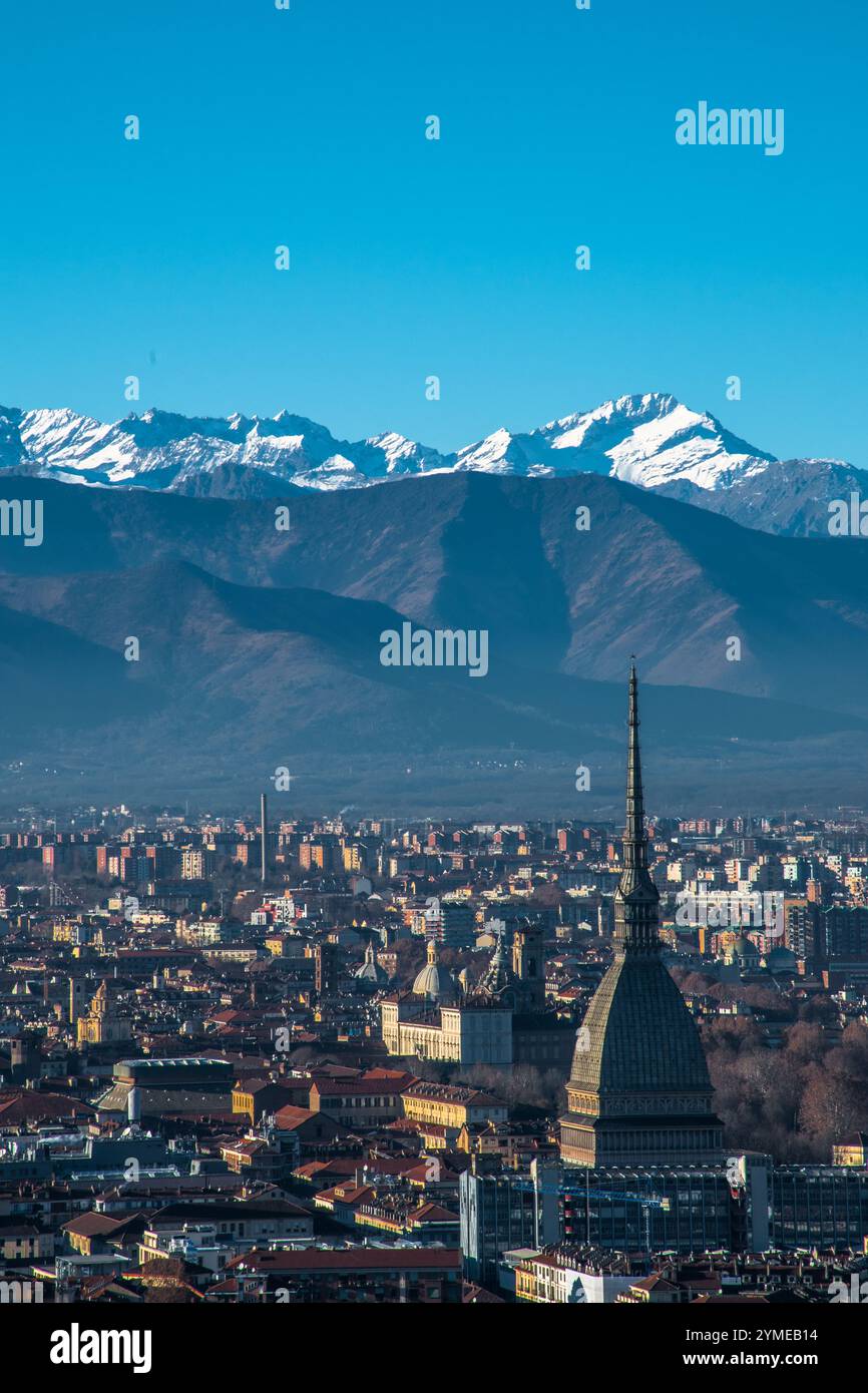 Landscapes of the city of Turin, Italy. Daylight and by night Stock ...