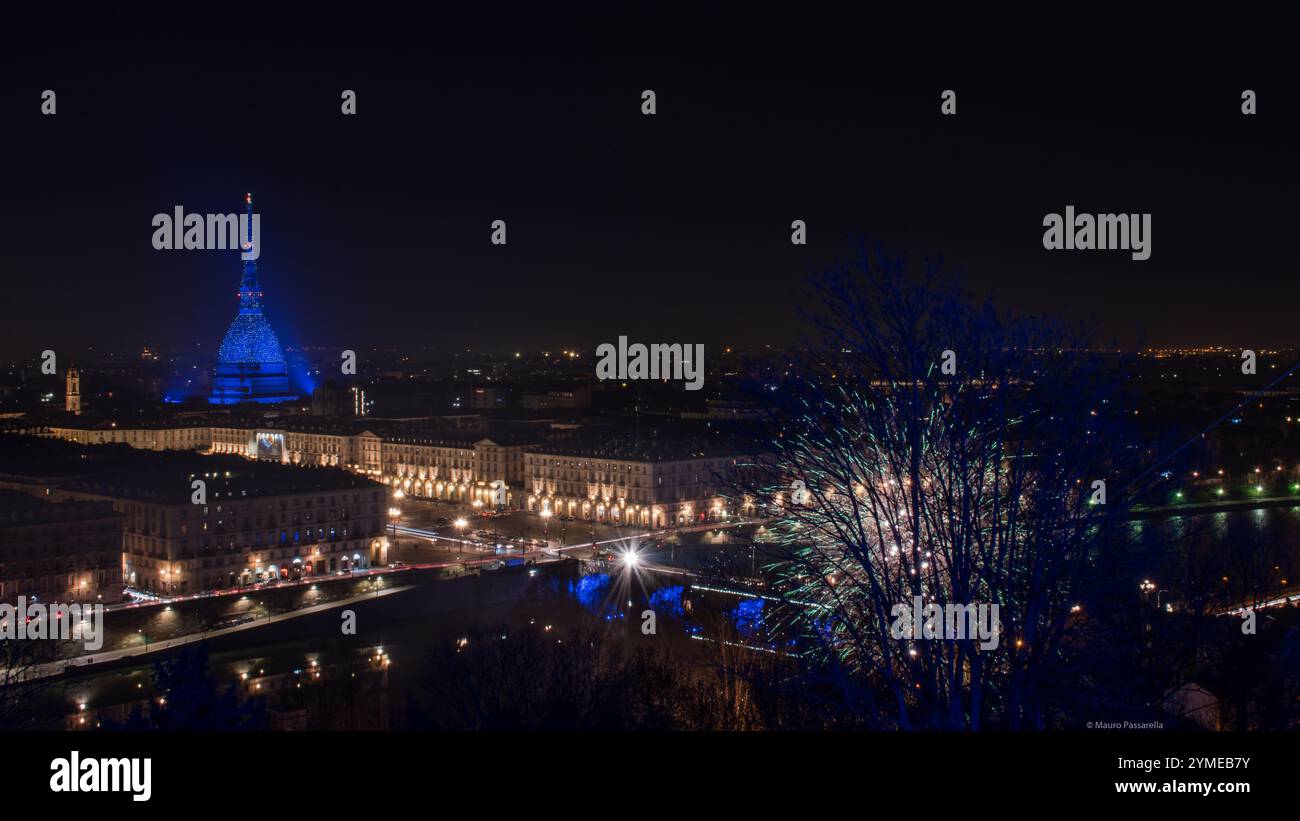 Landscapes of the city of Turin, Italy. Daylight and by night Stock ...