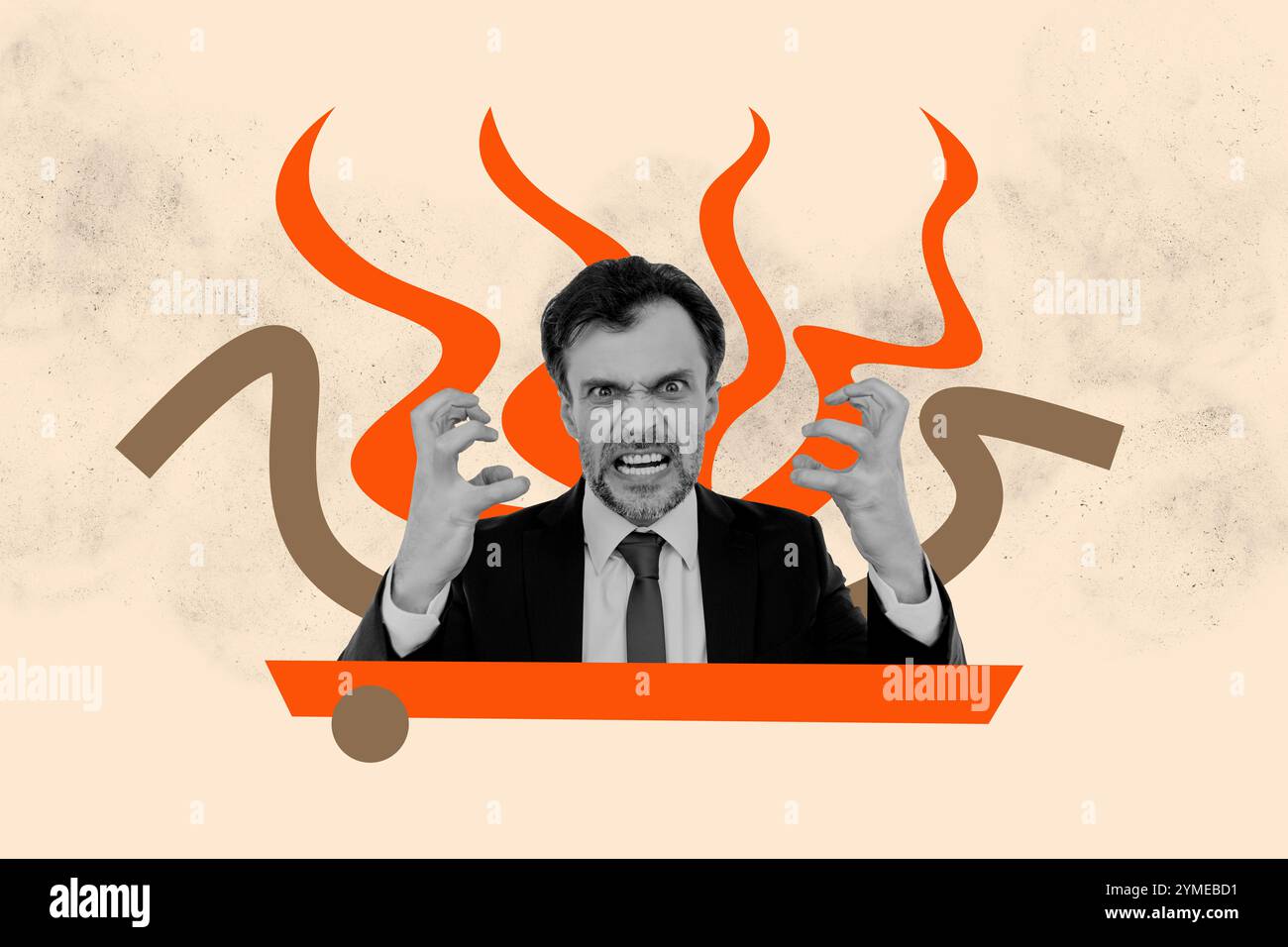 Composite trend artwork 3D sketch photo collage of fired angry office ...